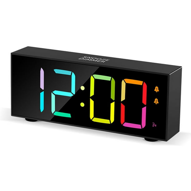 EastVita Digital Clock Large LED Number Time Display Clock Dynamic RGB ...