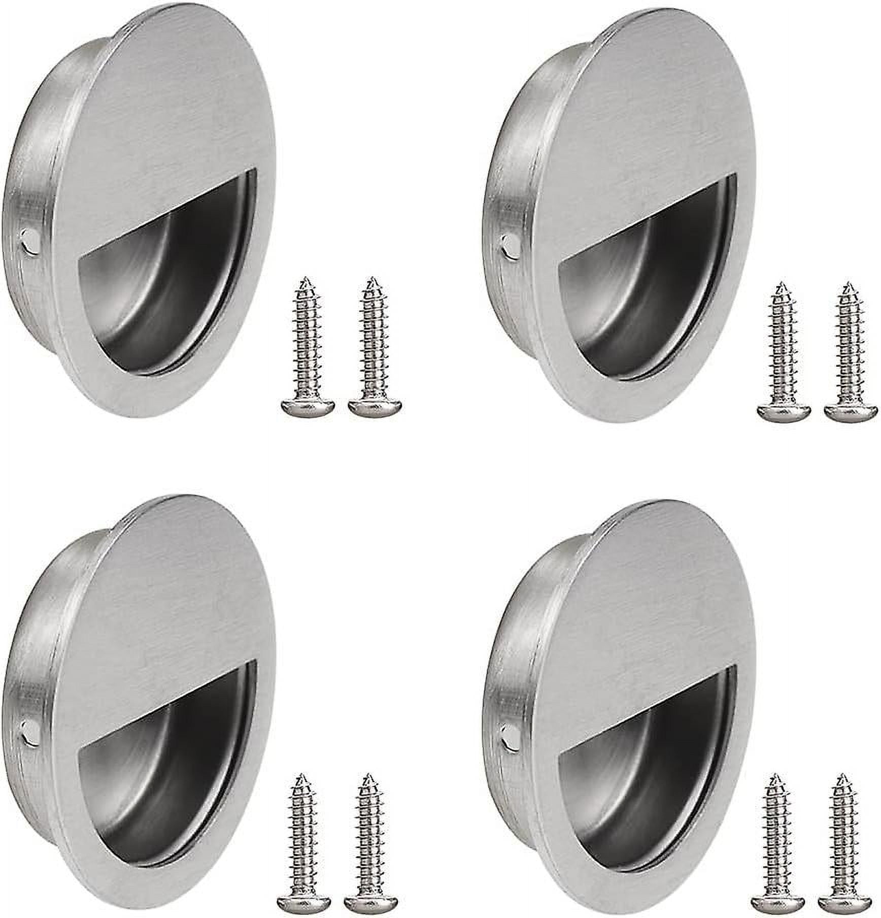 4 Pieces Round Sliding Door Handle Round Recessed Door Handle Stainless ...