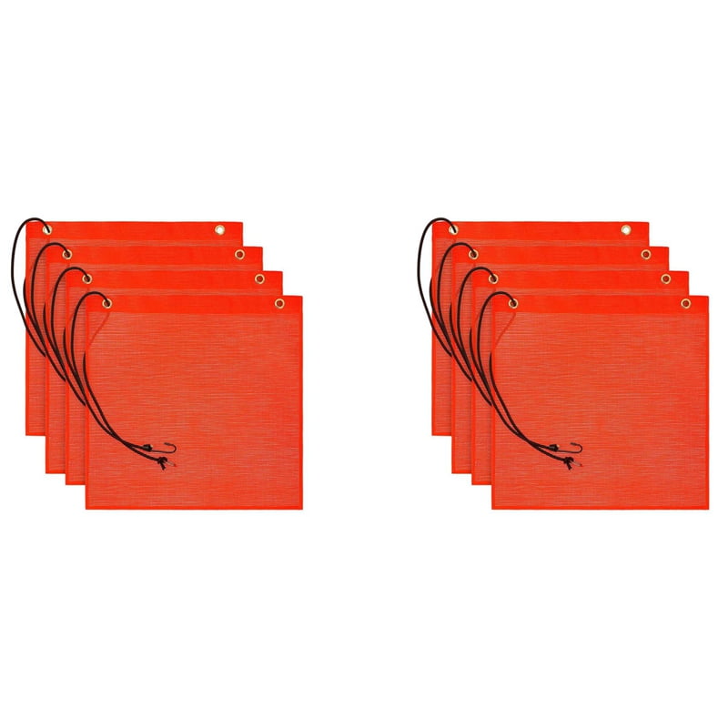 8Pcs 18X18 Inch Mesh Safety Flags Orange Warning Flag Bungee Good ...