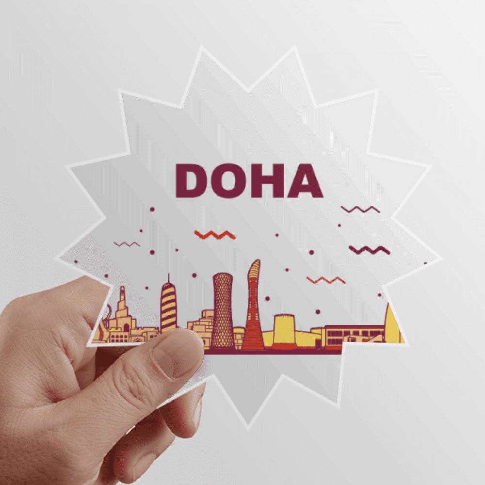 City Landmark Building Doha Sun Vinyl Sticker Luggage Graffiti Flower ...