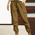 Agwolf Plus Size Cargo Pants For Women Drawstring Elastic Waist Pant