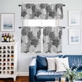 Gray Monstera Leaves Kitchen Curtains Set for Windows, Botanical Summer ...