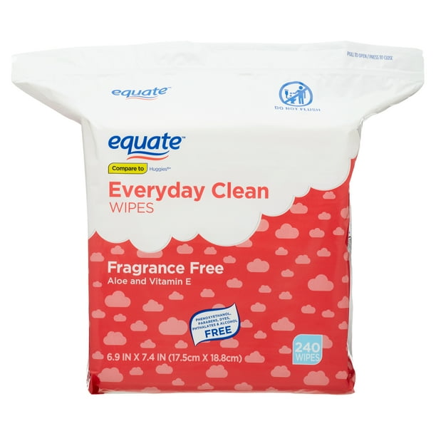 Equate Everyday Clean Aloe Wipes, 1 Resealable Pack (240 Total Wipes ...