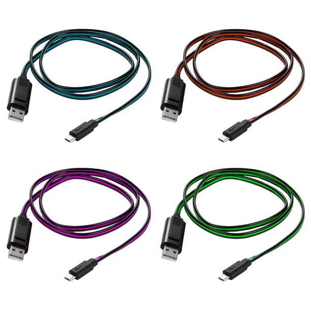 SUMACLIFE Universal Electroluminescence Light up Micro USB to USB Cable ...