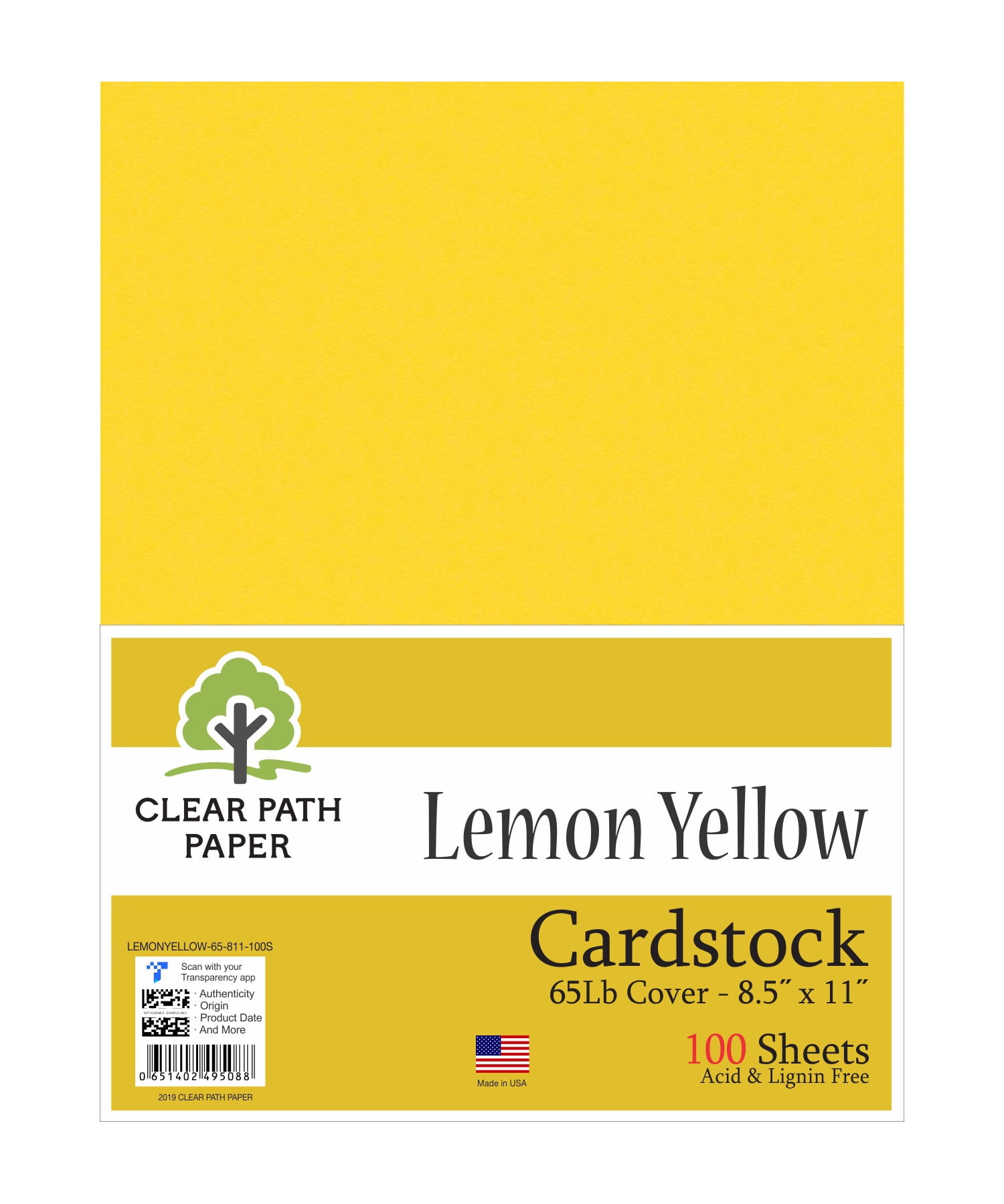 Lemon Yellow Cardstock - 8.5 x 11 inch - 65Lb Cover - 100 Sheets ...