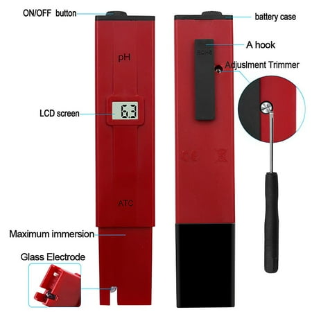 Handheld pH Meter LCD Display Digital pH Tester High Precision Water ...