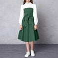 Green Girls Long Sleeve Jumper Dress, A-Line Shirt Collar Dress with ...
