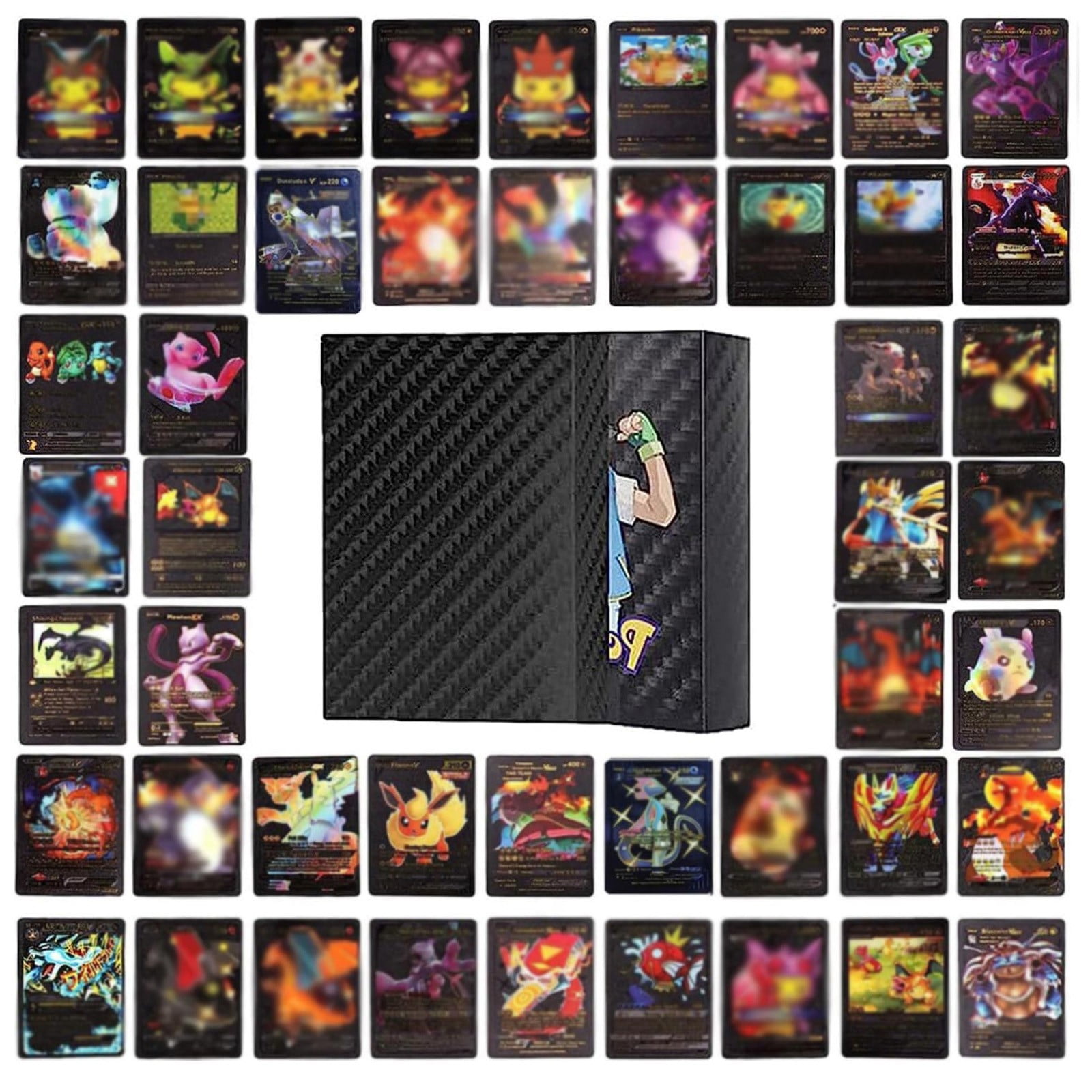 55 tarjetas surtidas de lámina dorada TCG, GX V-Vmax DX Charizard Card ...