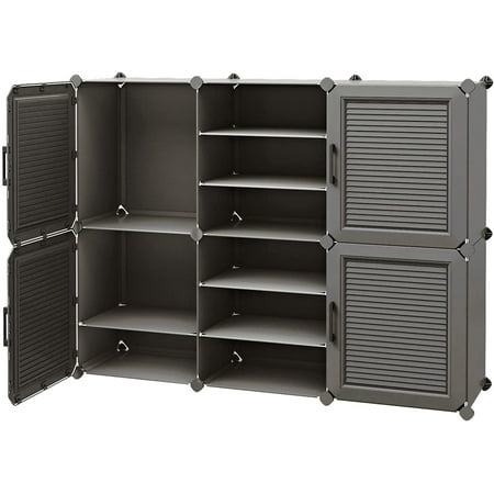 Hersh Plastic Storage Cabinets Short Pantry Cabinet with Doors and ...