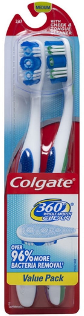 Colgate 360 Toothbrushes Medium, Full Head 2 ea (Pack of 3) - Walmart.com