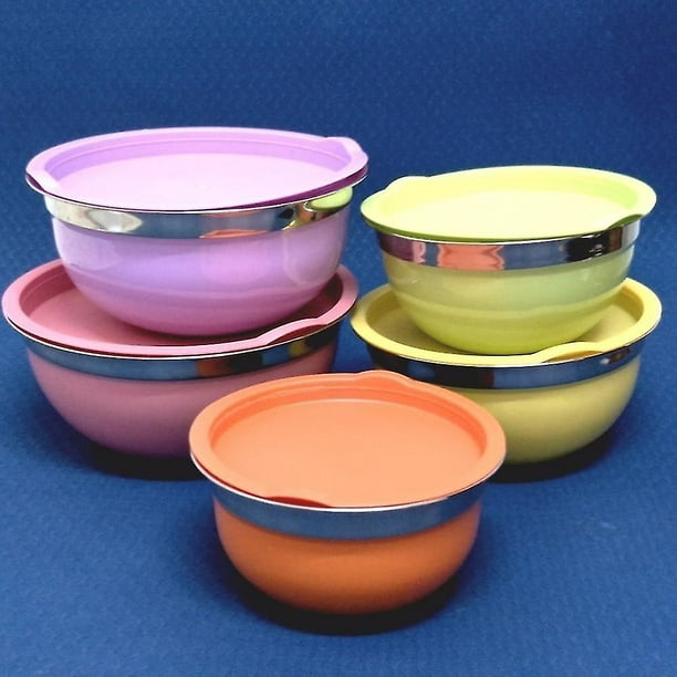 Bowls 5pcs colorful coating stainless steel mixing bowls with lids set ...