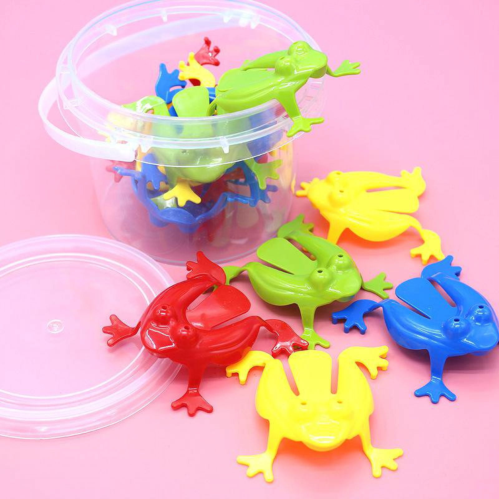 12 juguetes saltarines de plástico con forma de rana para apretar con ...