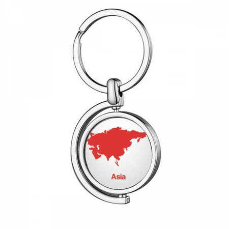 Red Asia Illustration Map Pattern Rotating Keychain Metal Keyring ...