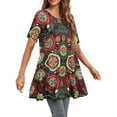 Fantaslook Plus Size Women's Floral Tunic Tops, Short Sleeve Swing ...
