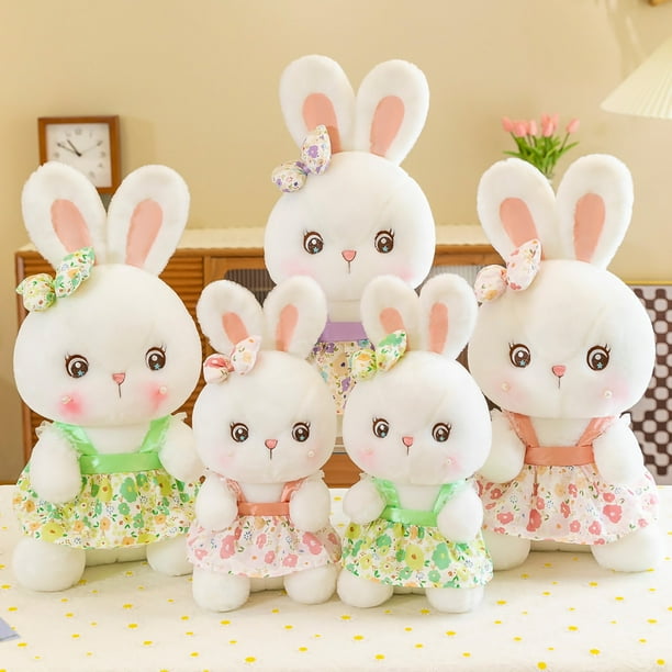 wirlsweal Rabbit Doll Toy Fully Filled Cute Floral Dress Bunny Doll Plushies Bedroom Decoration ...