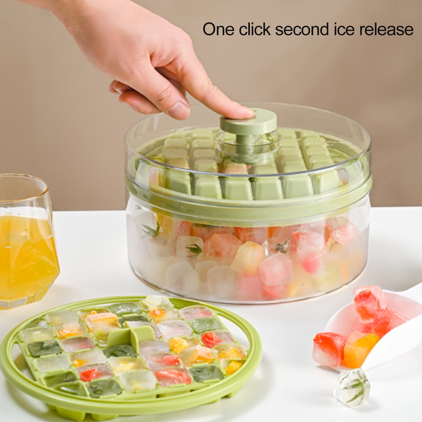 Easy-to-Demold Ice Cube Mold - Reusable - Food Grade - with Lid and ...