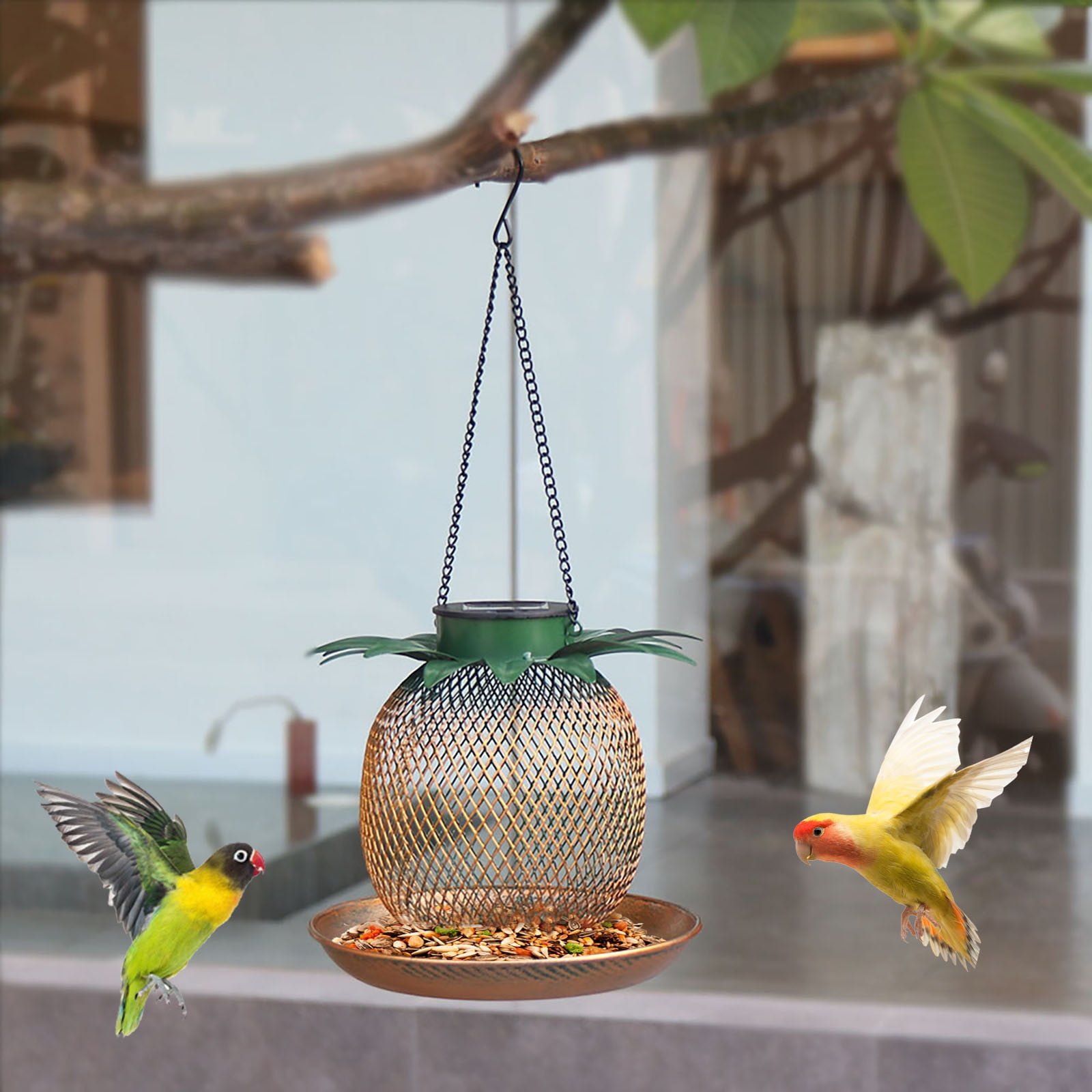 PVCS Bird Cage Bird Feeder Outdoor Hanging Bird Feeder With PC Tube ...