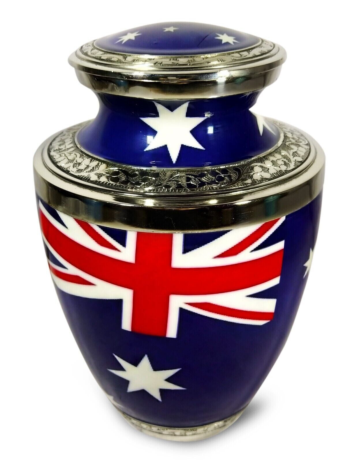 Australian Flag Cremation Urn Engraved Aluminium Funeral Burial Jar For ...