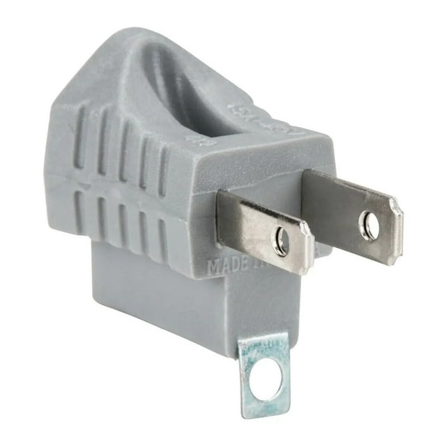 3 Way Rubber Body Polarized Grounding Plug Adapter 120 VAC-20 Amp Gray ...