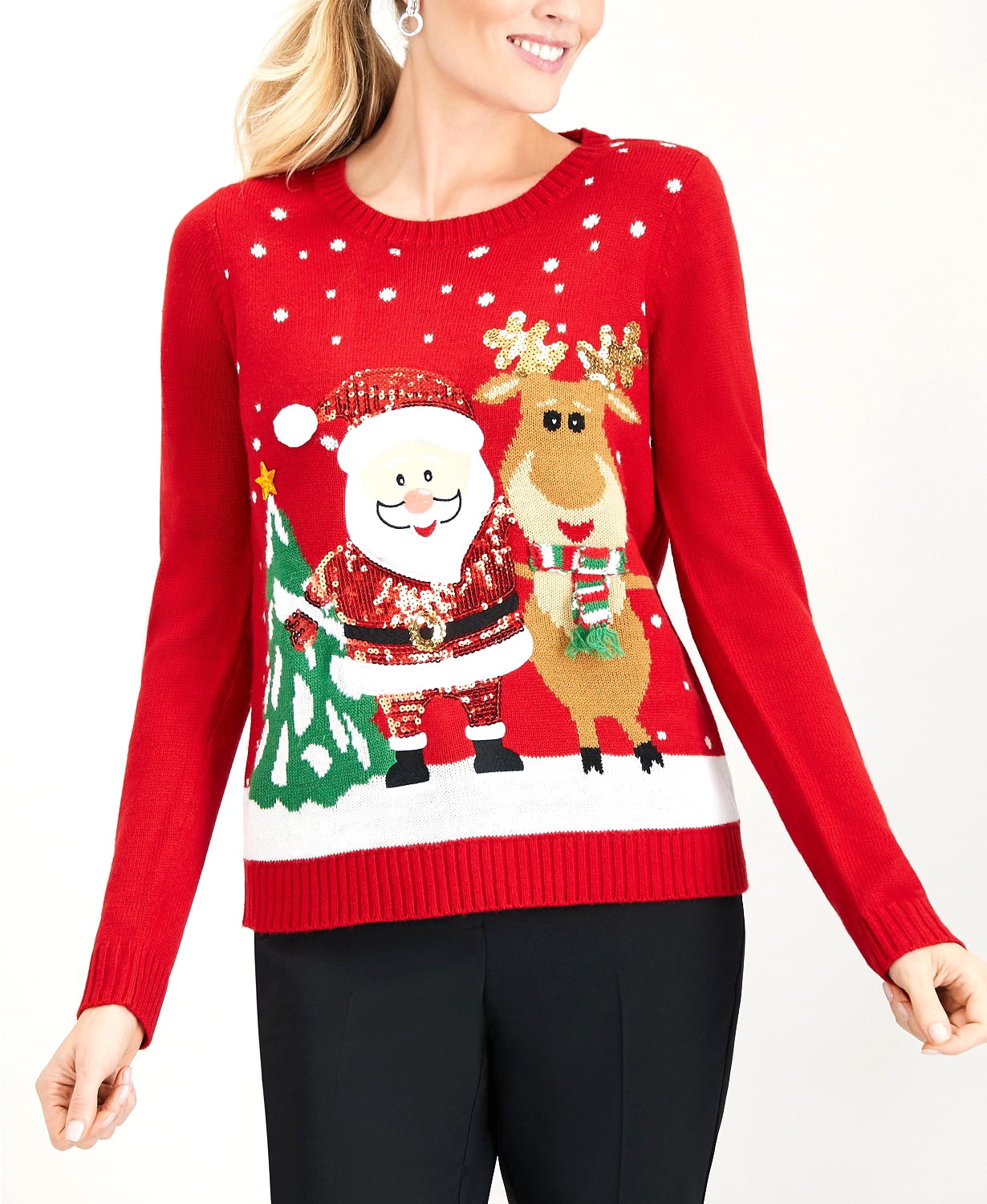 Karen Scott | Santa Christmas Sweater | Red | Size L - Walmart.com