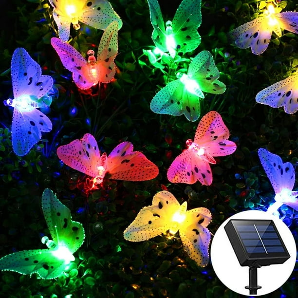 Solar String Lights Outdoor,12LED Multi-Color Butterfly Fairy Lights ...