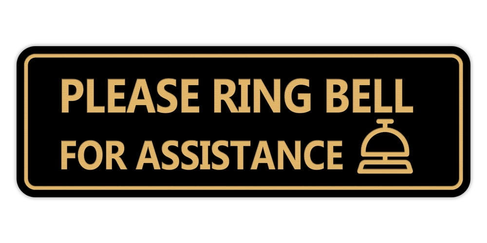 Standard Please Ring Bell for Assistance (Bell) Sign (Black Gold ...