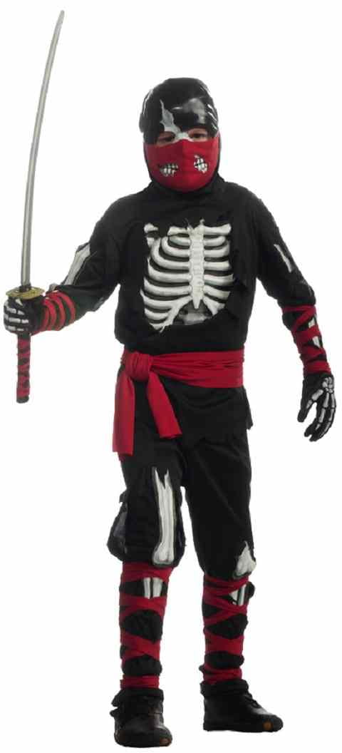 One Dead Ninja Warrior Skeleton Bones Fancy Dress Halloween Deluxe ...