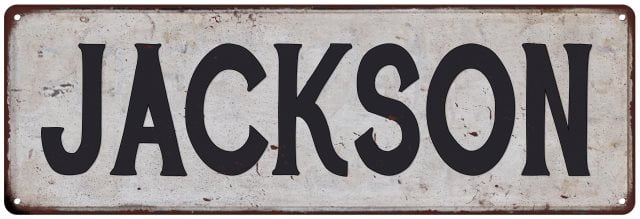 JACKSON Vintage Look Rustic Metal City State Sign 6 x 18 High Gloss ...