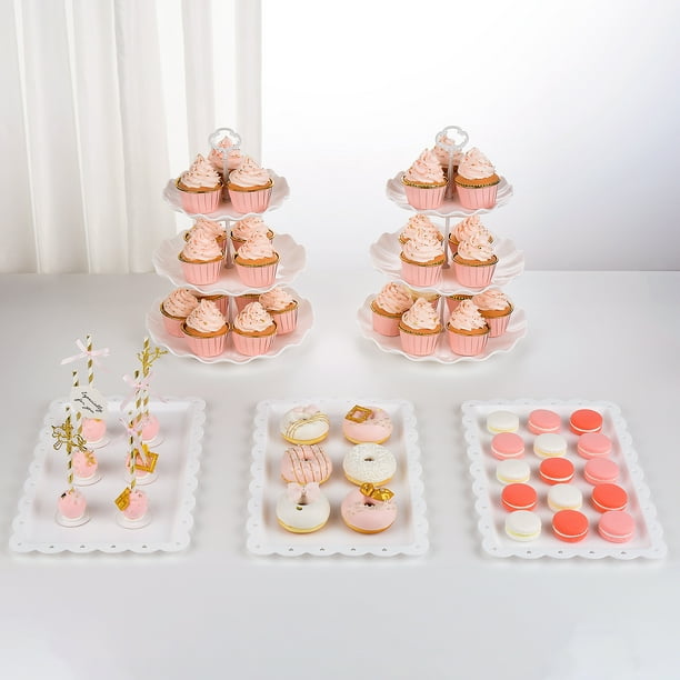 NWK 5 Piece White Plastic Cupcake Stand Set Perfect for Wedding ...