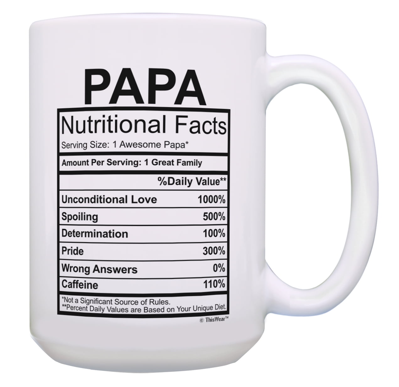 ThisWear Awesome Papa Mug Papa Nutritional Facts Coffee Cup Papa Gift ...