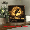 8-inch 2D flat "Moonlight Shark" wooden frame painting, easy to install ...