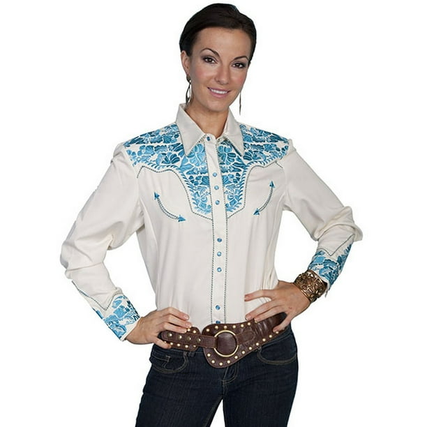 Scully Leather - Scully Western Shirt Womens Long Sleeve Snap ...