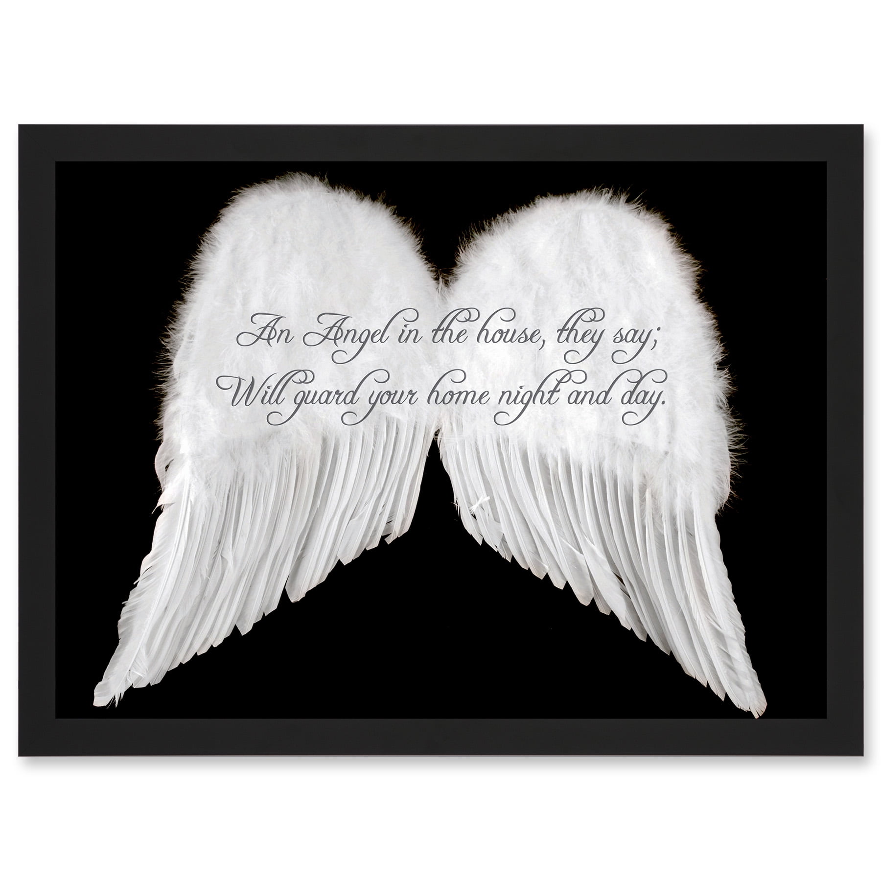 An Angel The House Guard Home Wings Quote Motivation Typography A4 ...