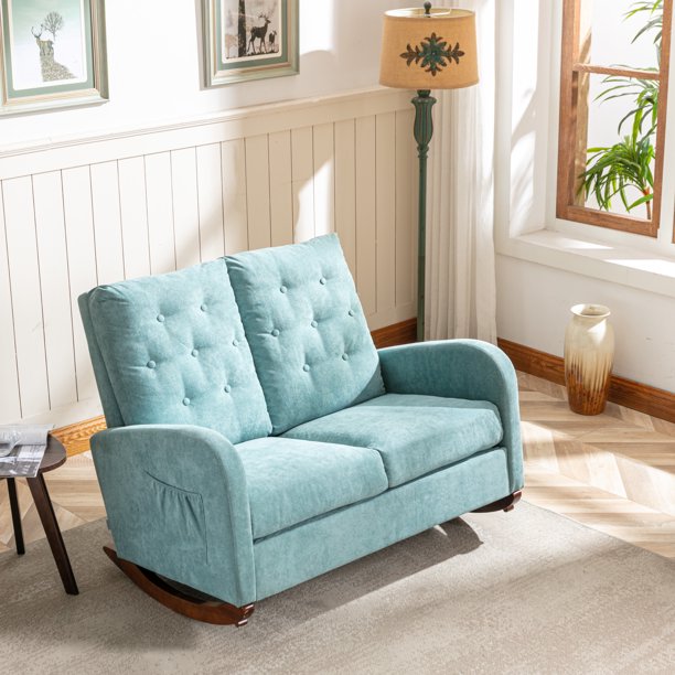 Bellemave Fashion Double Rocking Sofa with High Backrest and Pocket ...
