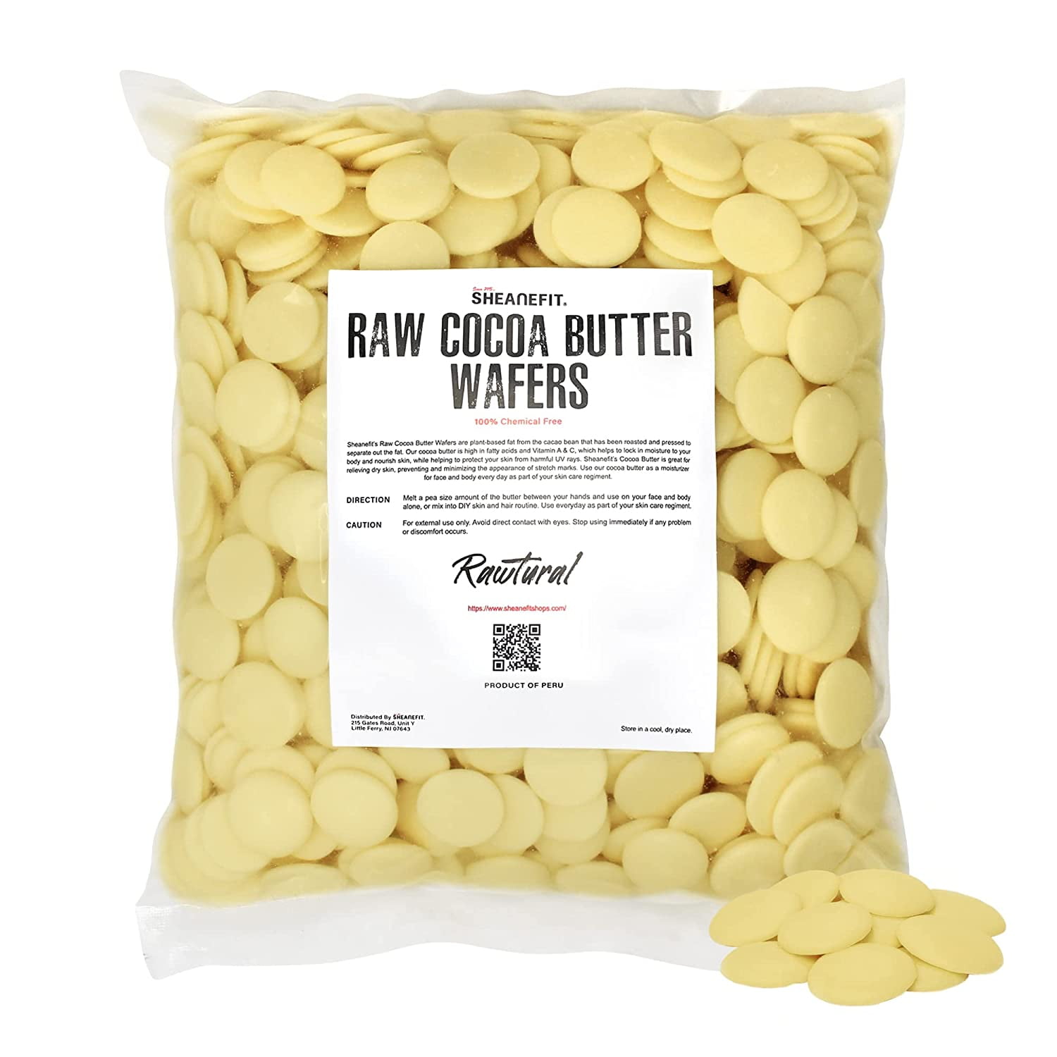 Sheanefit Raw Natural Cocoa Butter Wafers - 5 Pound Bulk Bag - Walmart.com