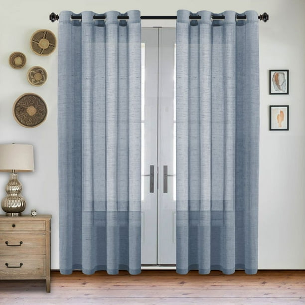 PrimeBeau Semi Sheer Linen Curtains Light Filtering Natural Linen ...