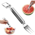 Premium Watermelon Slicer & Integrated Fork, Food Safe Stainless Steel ...