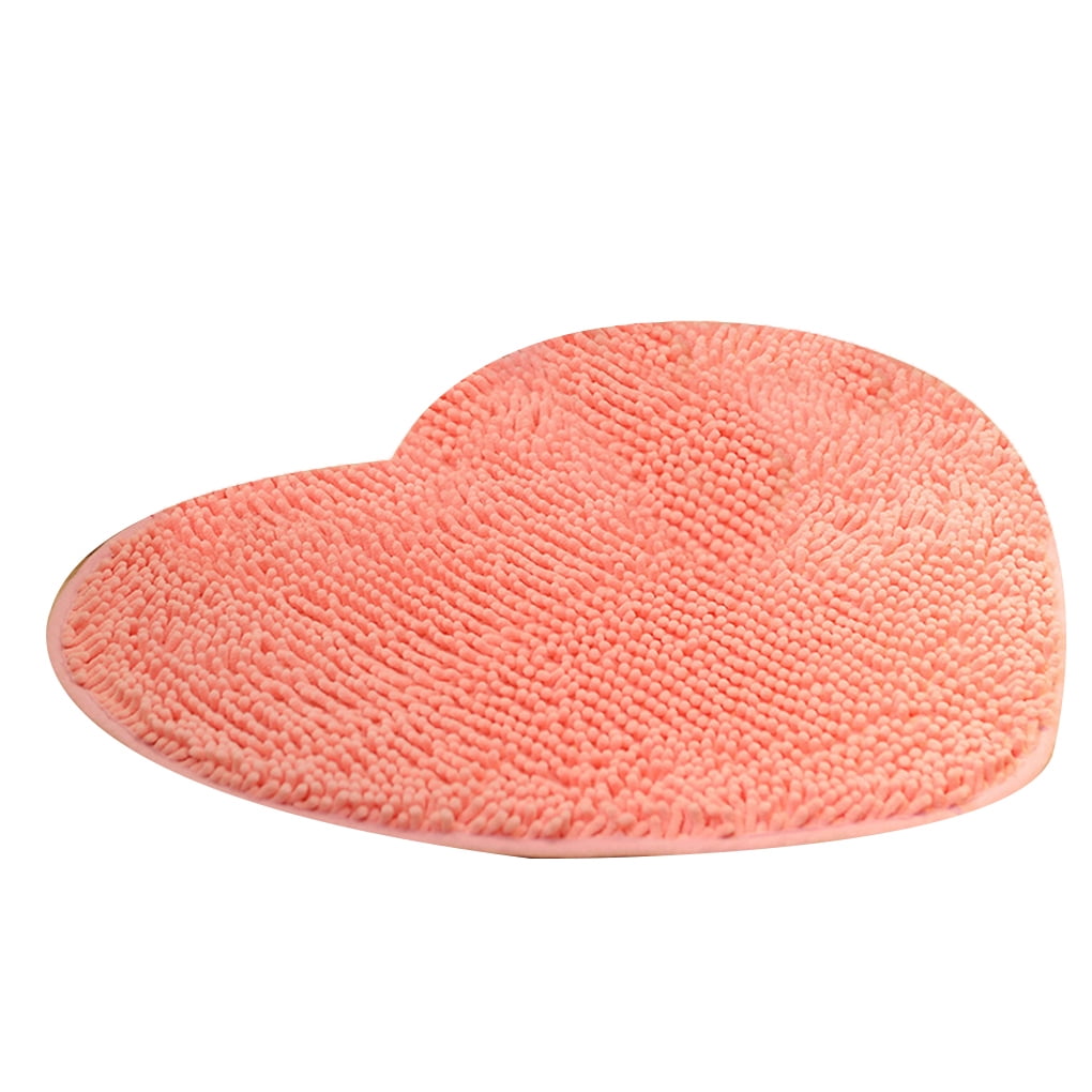 Heart Shaped Microfiber Chenille Carpet Shower Floor Bathroom Bath Rug ...