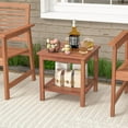 Adirondack Outdoor Side Table - 2-Tier Acacia Wood Square End Tables w ...