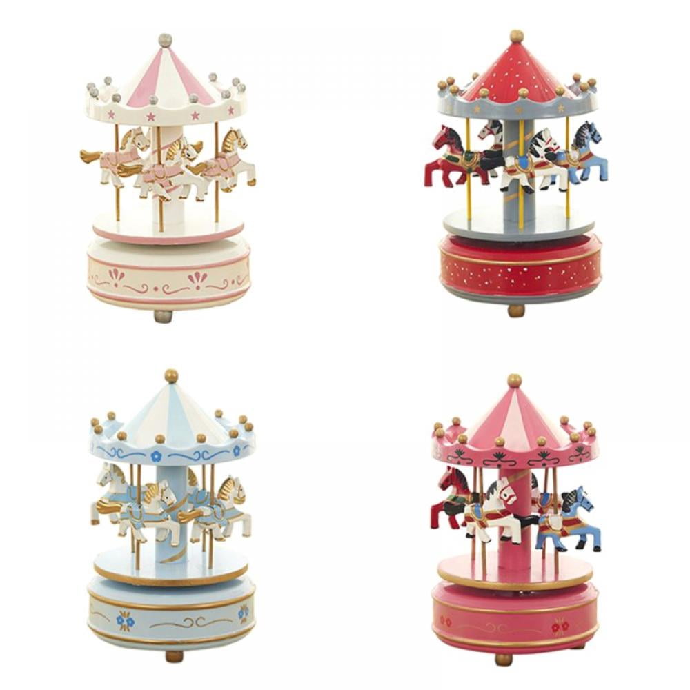 Wood Carousel Music Box Merry-go-round Classical Conical Top of the ...