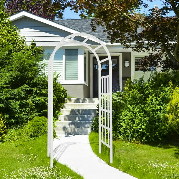 Zimtown 86'' Vinyl Garden Arbor PVC Arch for Wedding Party,Patio ...