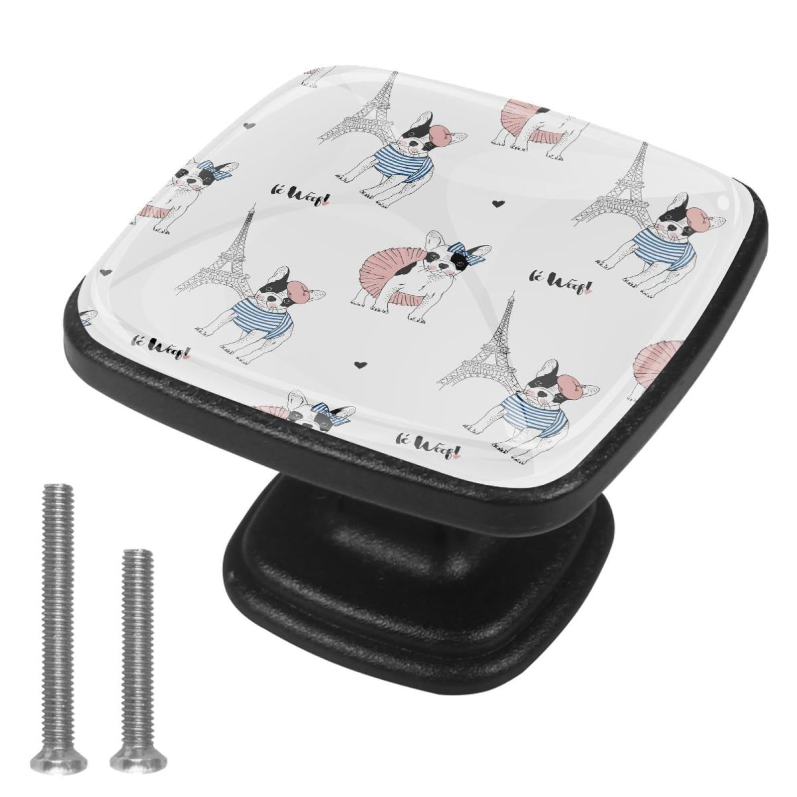 4 Pcs Cabinet Handle Drawer Pulls French Bulldog Paris Knobs with ...