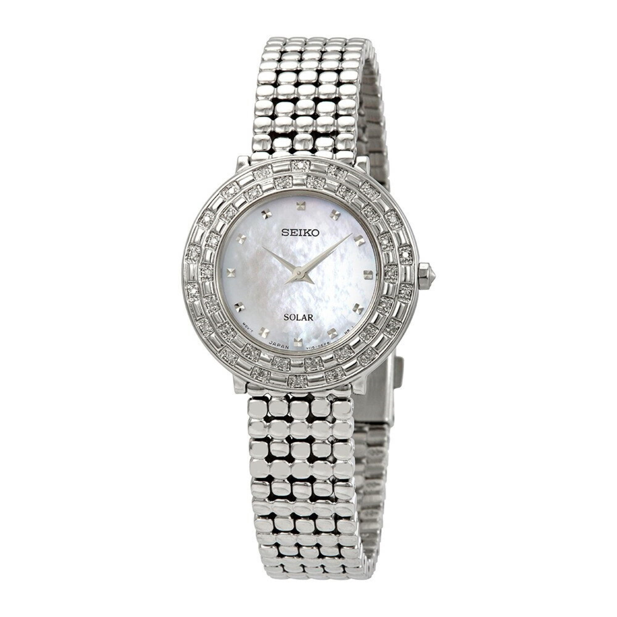 Seiko Women's Tressia Stainless Steel Solar Diamonds Watch SUP373 ...