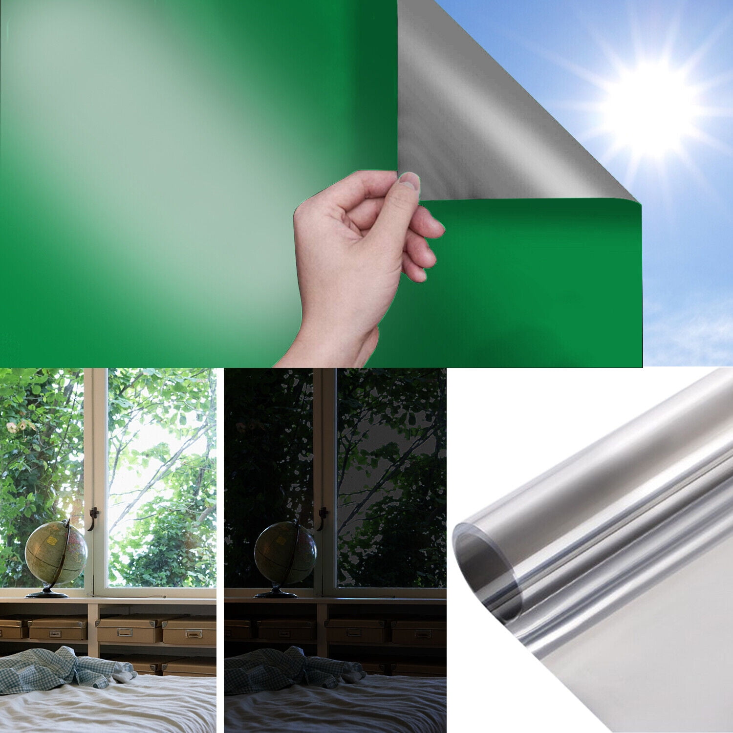 Htwon Mirror Window One Way Film Heat UV Reflective Privacy Tint Foil ...