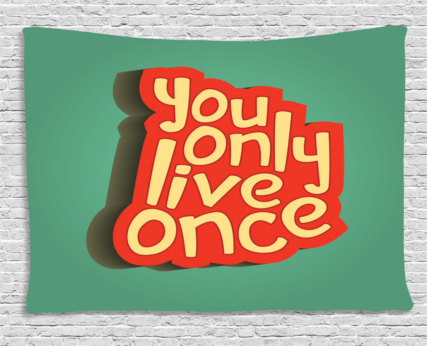 YOLO Tapestry, Retro Inspirational Quote You Only Live Once Lettering ...