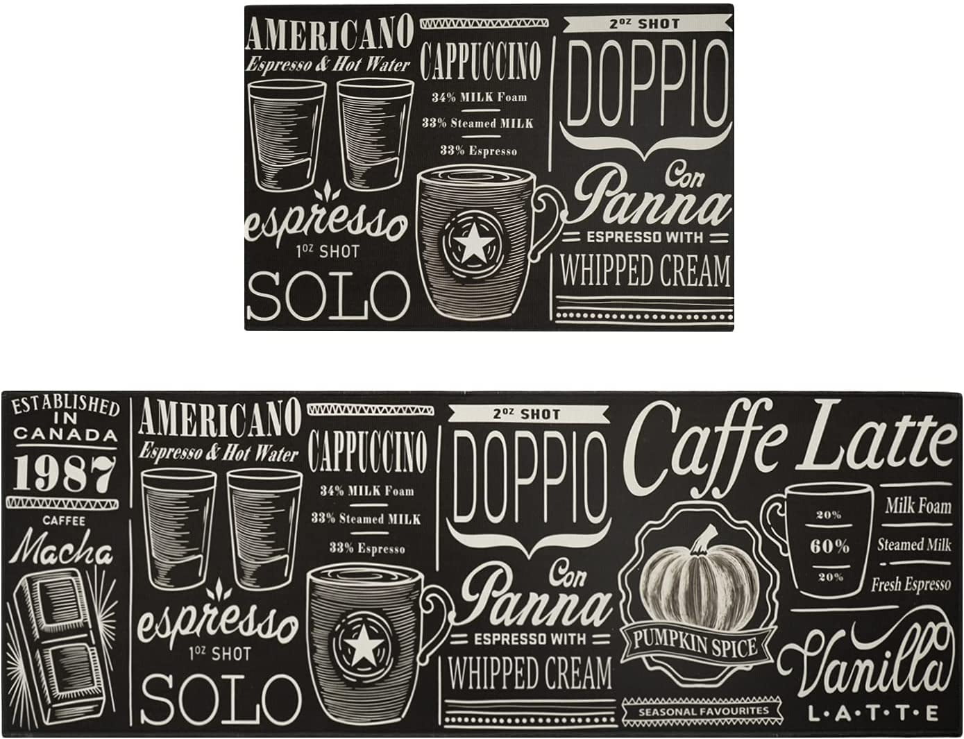 Coffee Kitchen Mat Set of 2 Non Slip Kitchen Runner Rug Throw Rugs ...