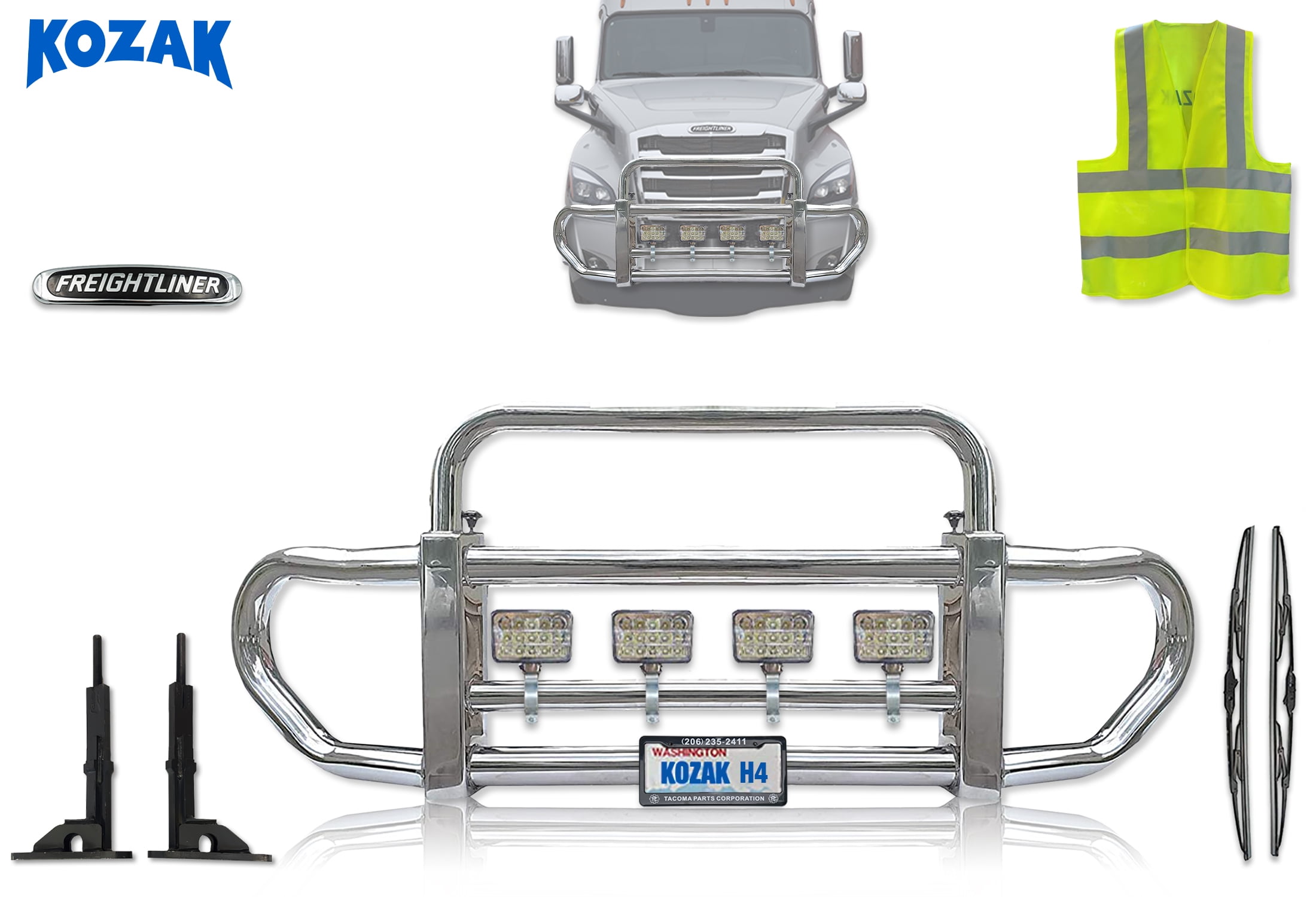 Kozak Freightliner Cascadia 2018-2021 Truck Grille Brush Deer Moose ...