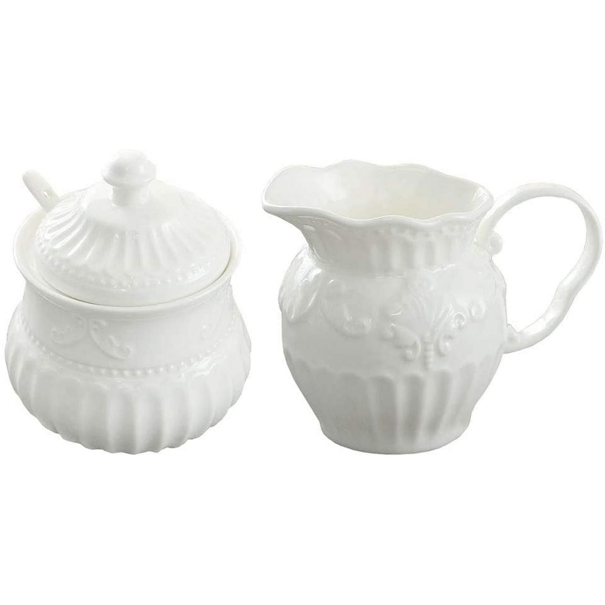 Click here for Salafire Relief White Ceramic Creamer And Sugar Bo... prices
