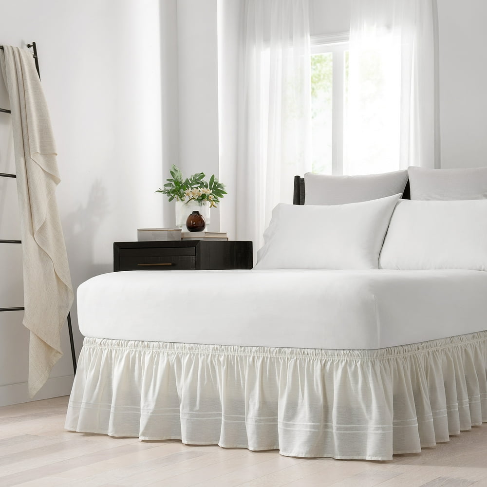 Easy Fit Adjustable Baratta Stitch Embroidered Bed Skirt - Walmart.com ...
