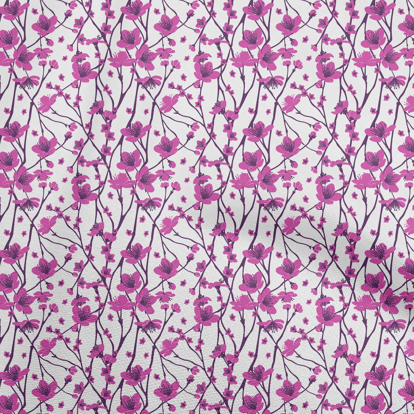 oneOone Viscose Chiffon Fuschia Pink Fabric Kids Floral Sewing Material ...